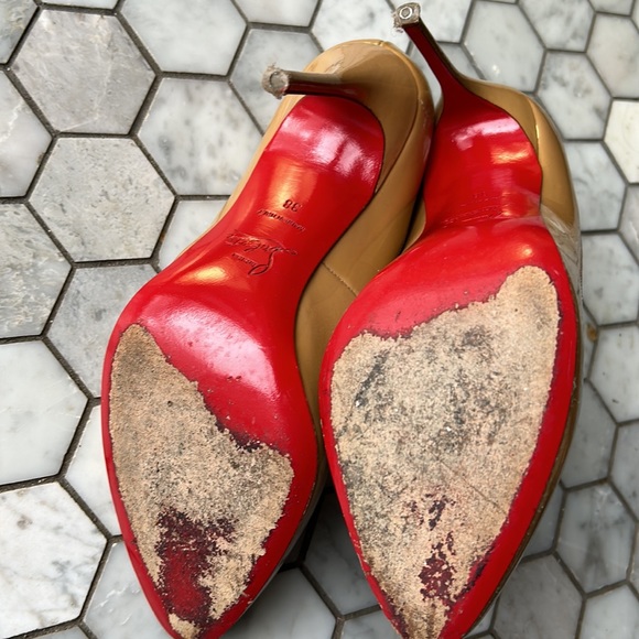 Christian Louboutin | Shoes | Christian Louboutin Nude Stiletto Peep ...